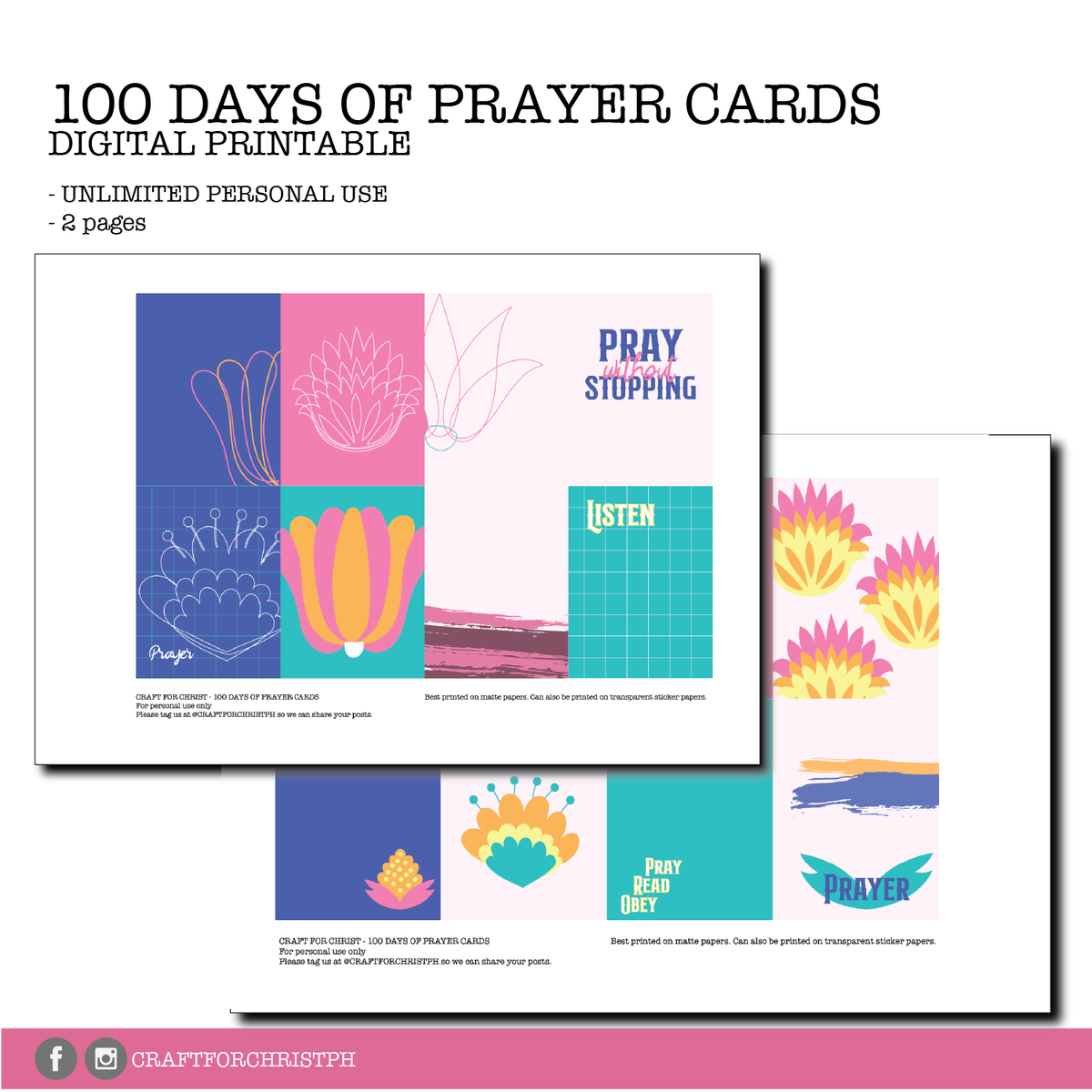 100 DAYS OF PRAYER - CARDS - PRINTABLE – Craft for Christ PH