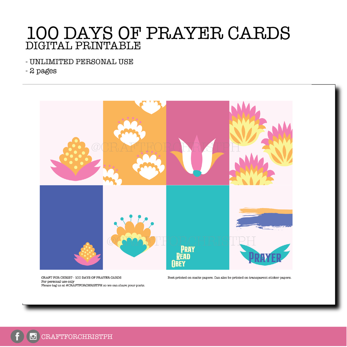 100 DAYS OF PRAYER - CARDS - PRINTABLE – Craft for Christ PH